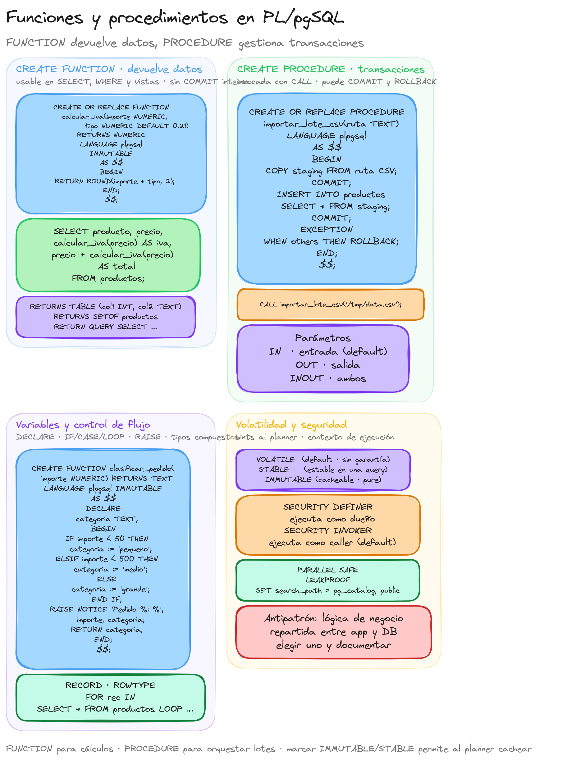 Funciones y stored procedures en PL/pgSQL